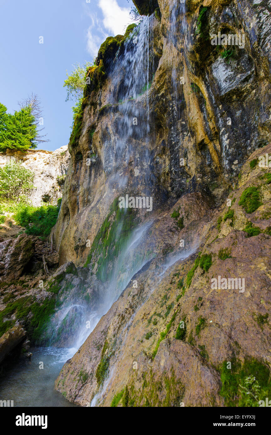 Landscape with a beautiful waterfall in a summer day Stock Photo - Alamy