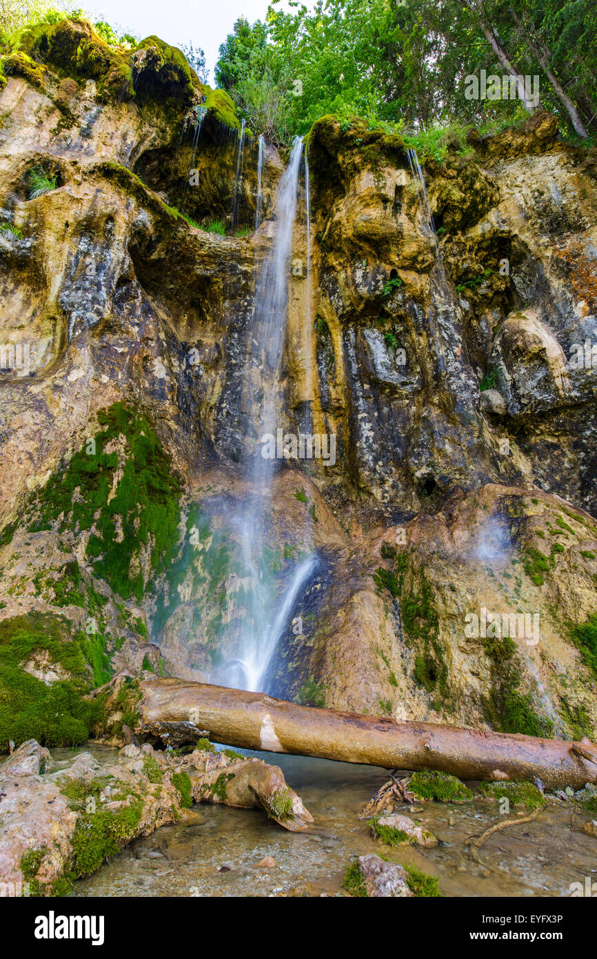 Landscape with a beautiful waterfall in a summer day Stock Photo - Alamy