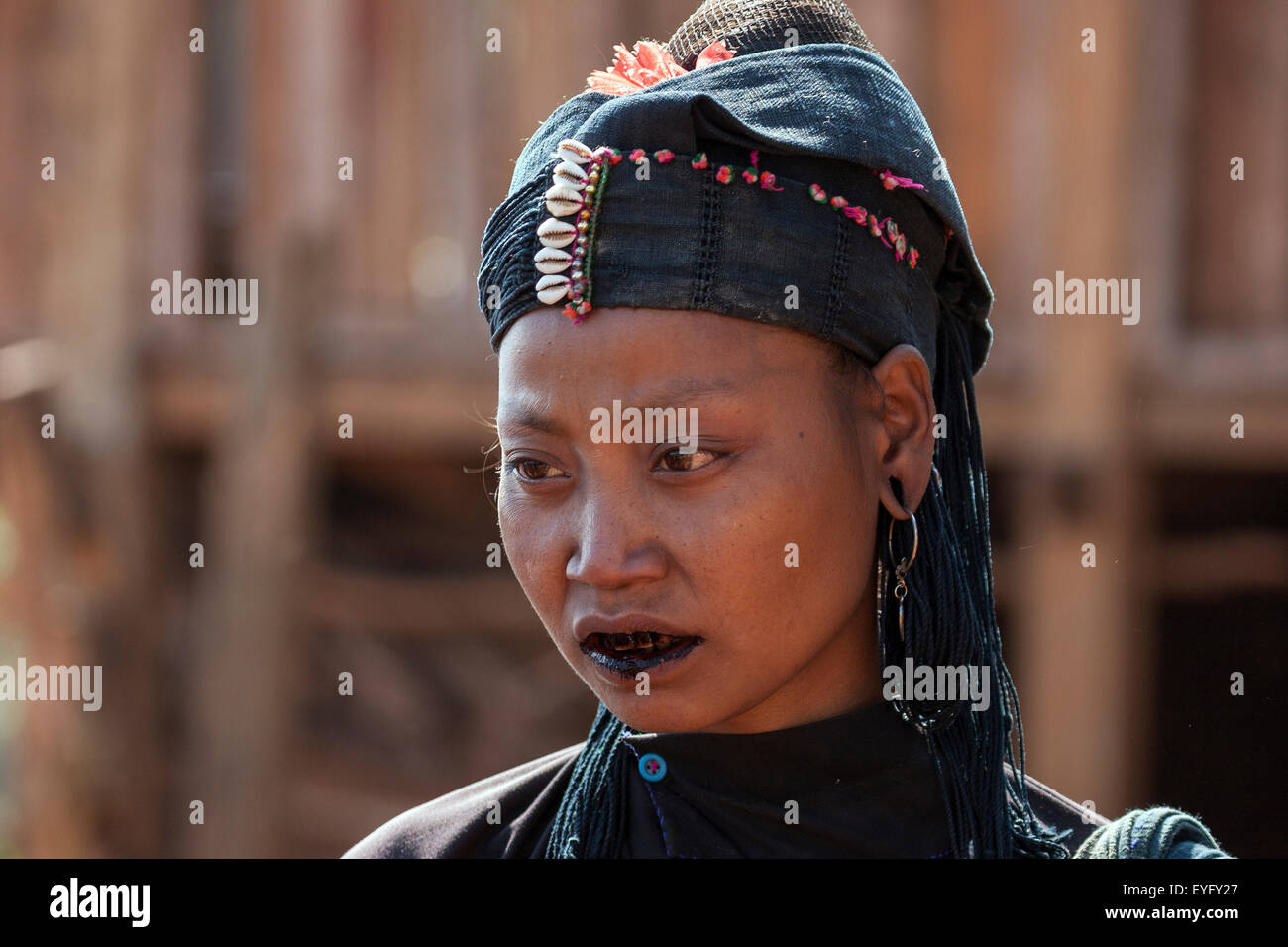 Native young woman in typical clothing, headgear and jewelry from the ...
