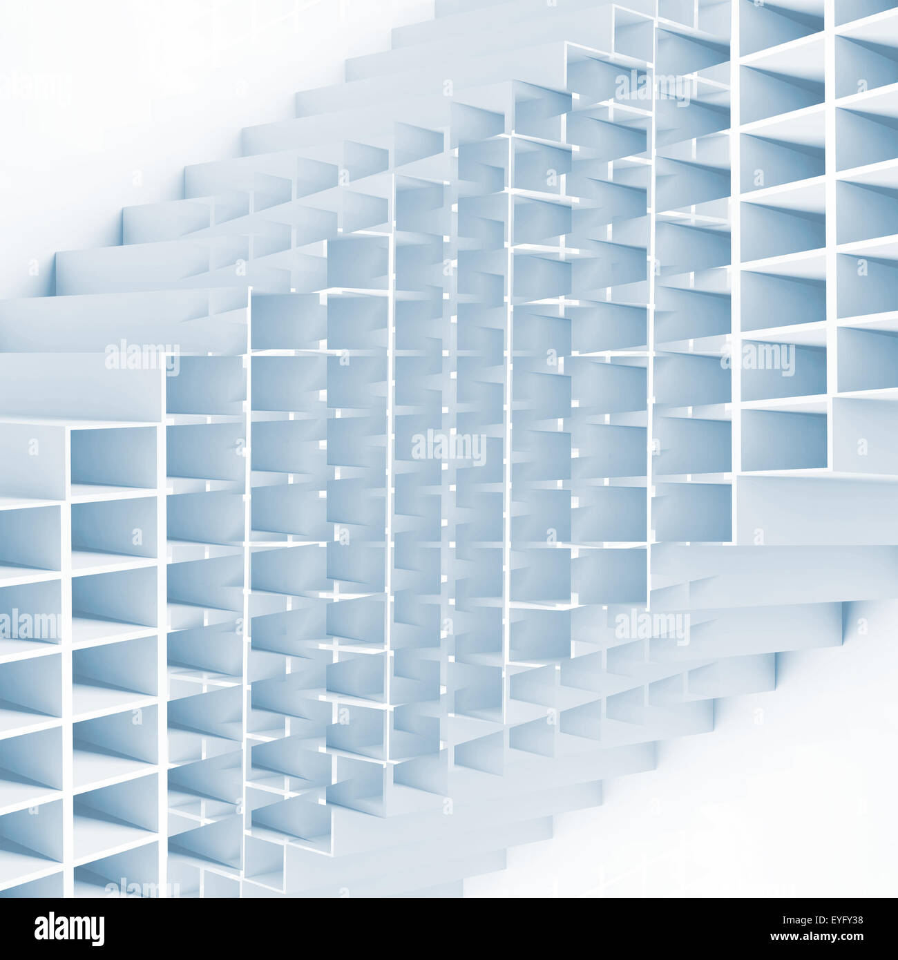 Abstract geometric square pattern. 3d blue cells high-tech structure on ...