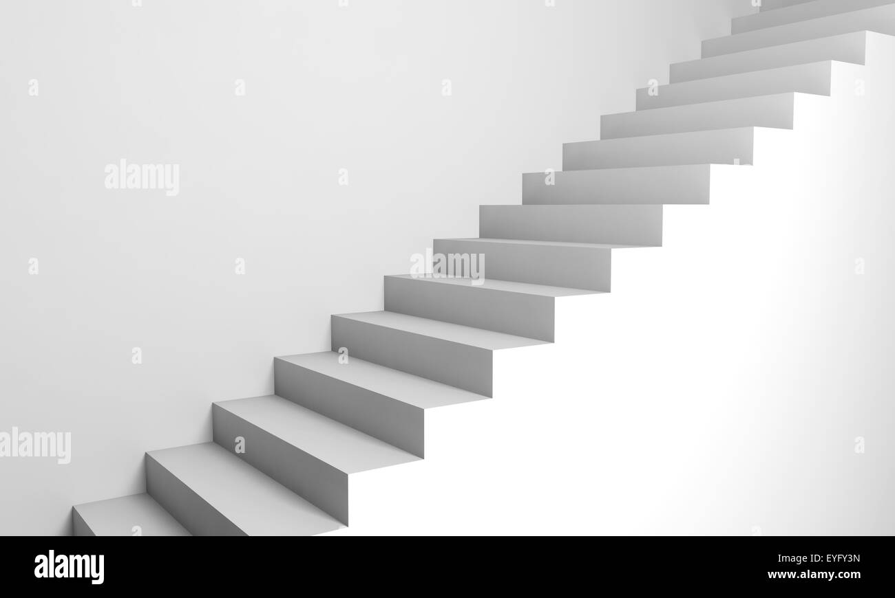 Abstract architecture background, white 3d stairs on the wall Stock ...