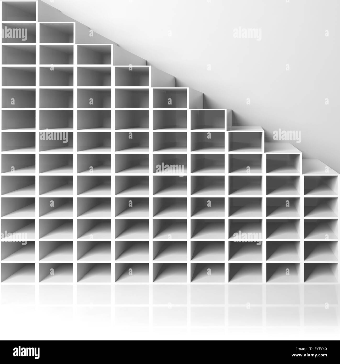 Abstract white architecture background, 3d stairs on the wall Stock ...