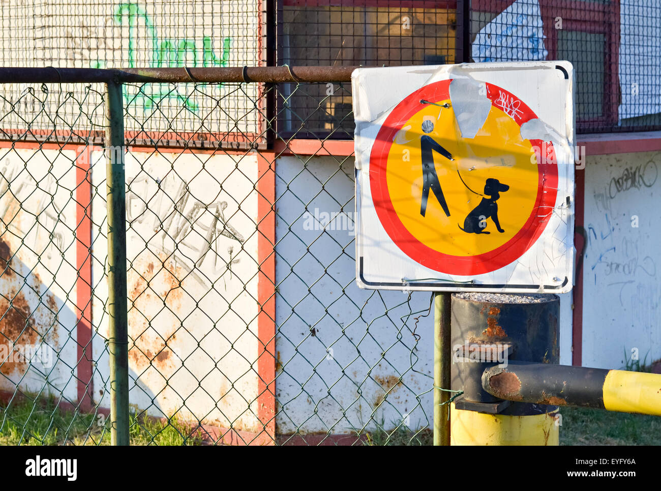 Street sign for the restricted area for animals and pets Stock Photo ...