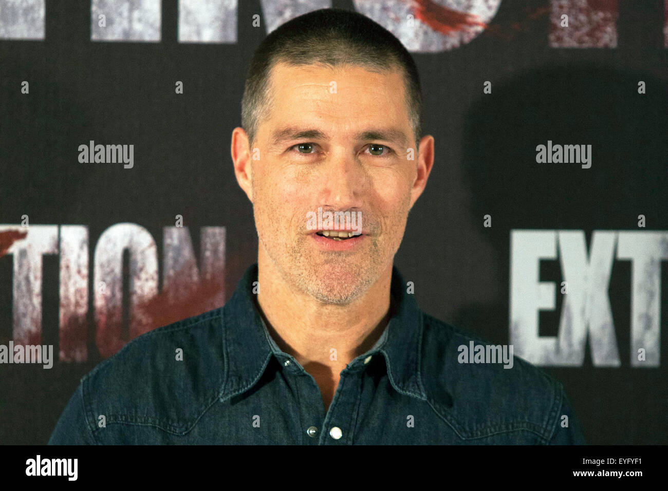 Matthew Fox attends the 'Extinction' photocall at Eurobuilding Hotel on ...