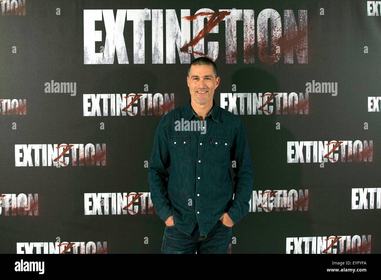 Matthew Fox attends the 'Extinction' photocall at Eurobuilding Hotel on ...