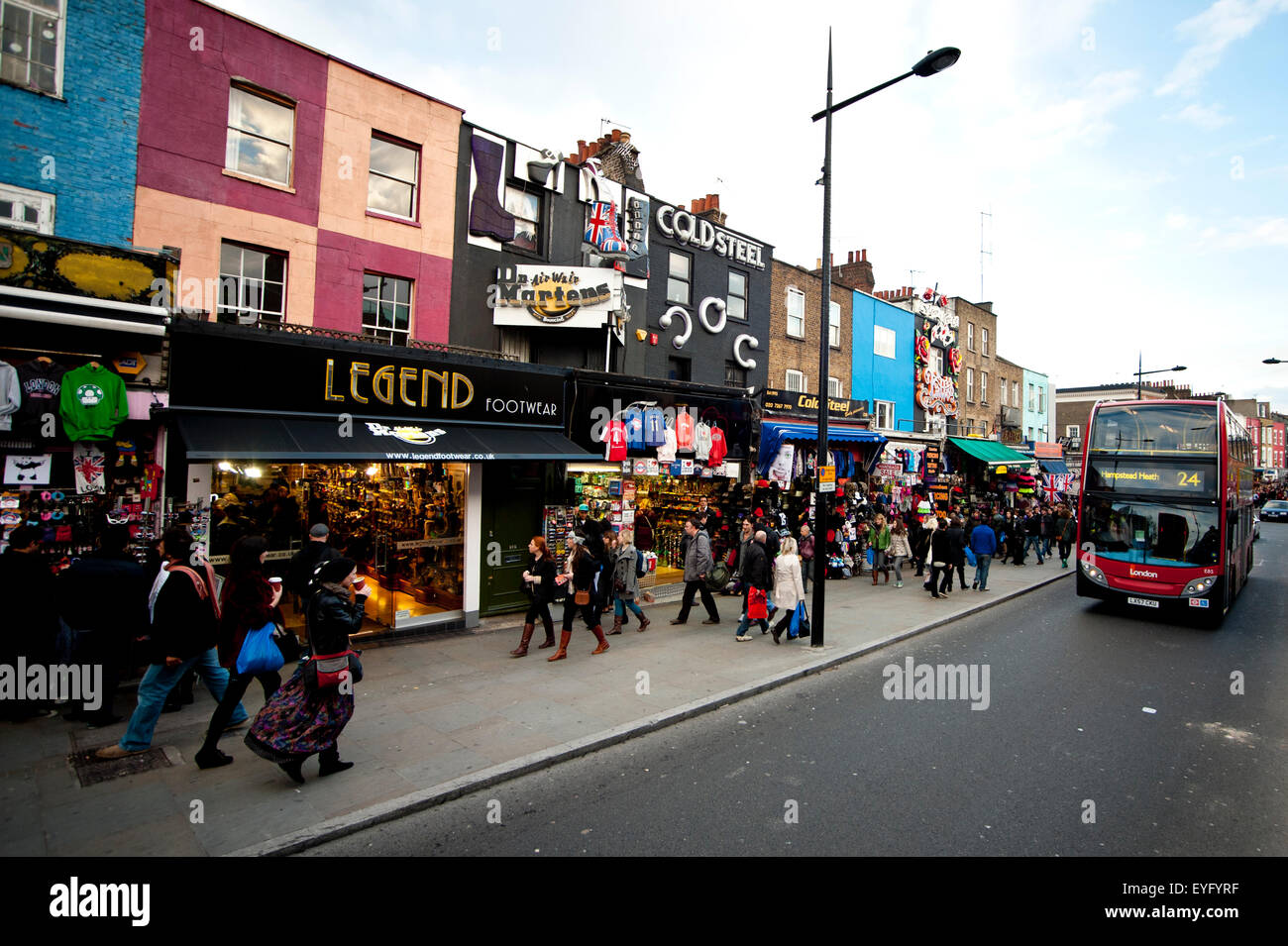 Shops In Camden High Street As Part Of The Famous Camden Market, North ...