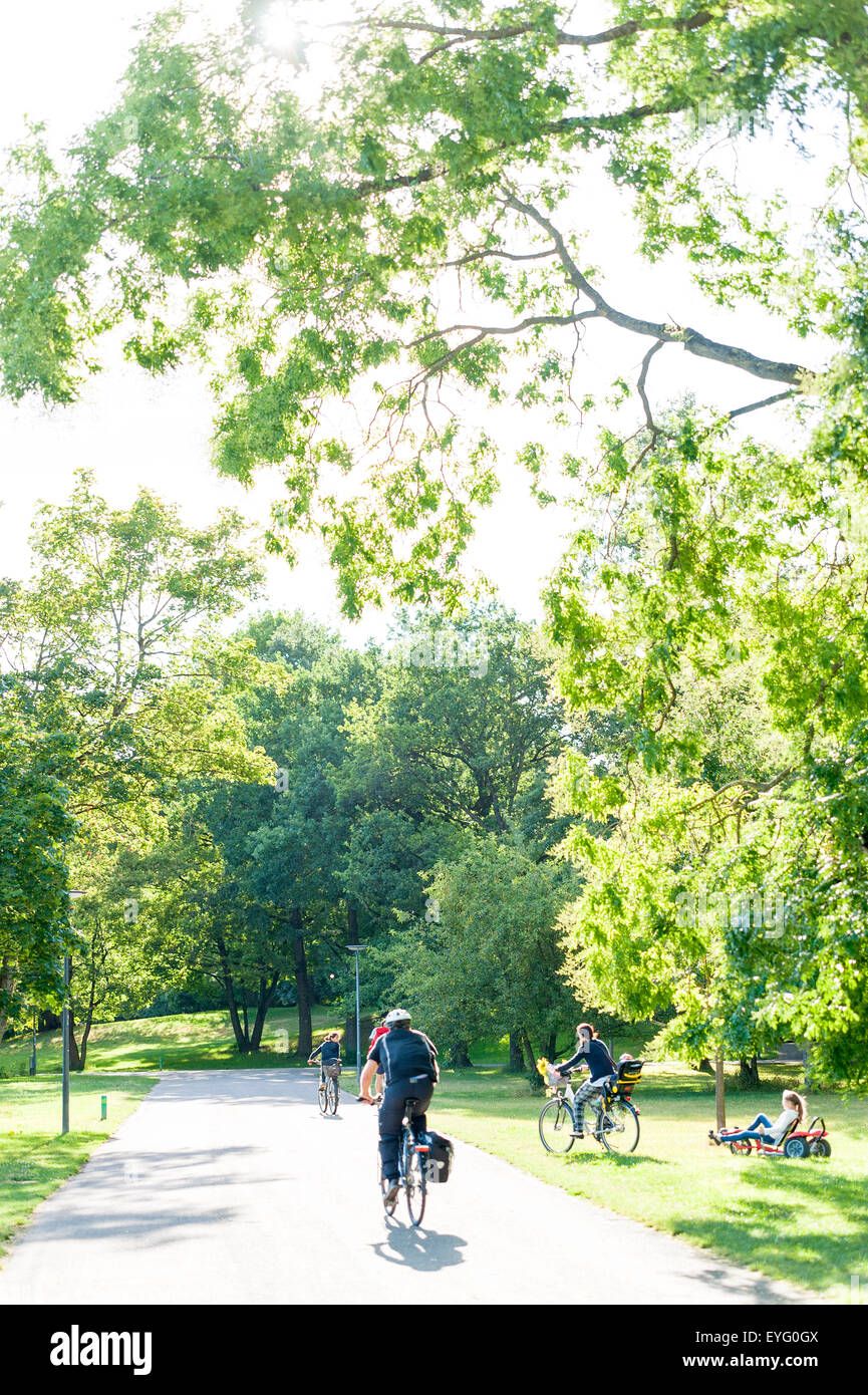 Bicycle Riders in the park Stock Photo - Alamy