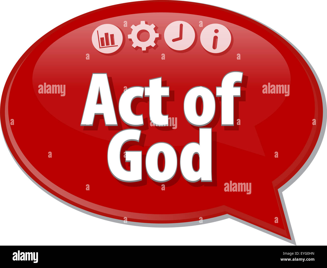 Speech bubble dialog illustration of business term saying Act of God ...