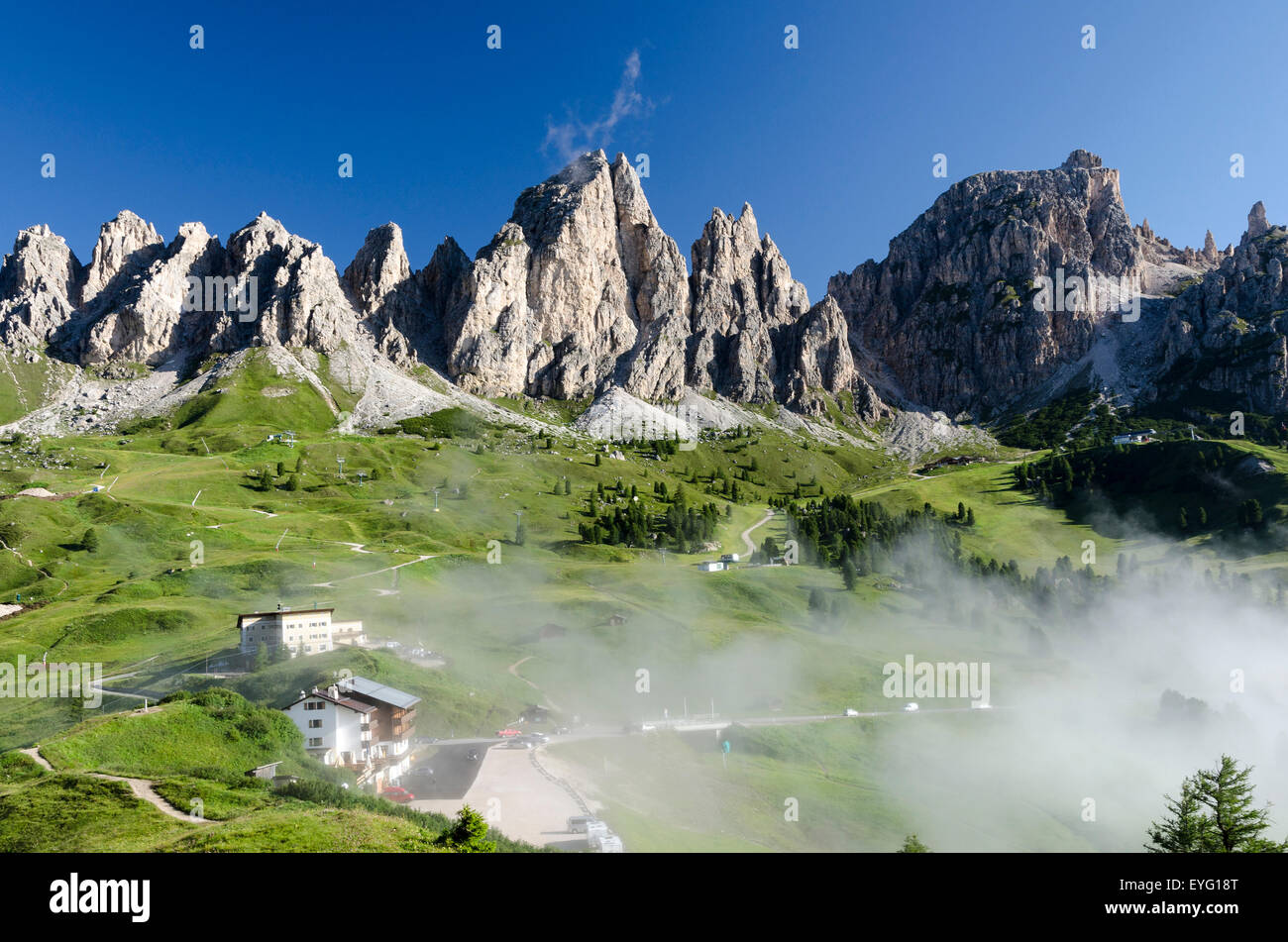 Italy DolomitesGardena Pass Grödner Joch between Gardena Valley and ...