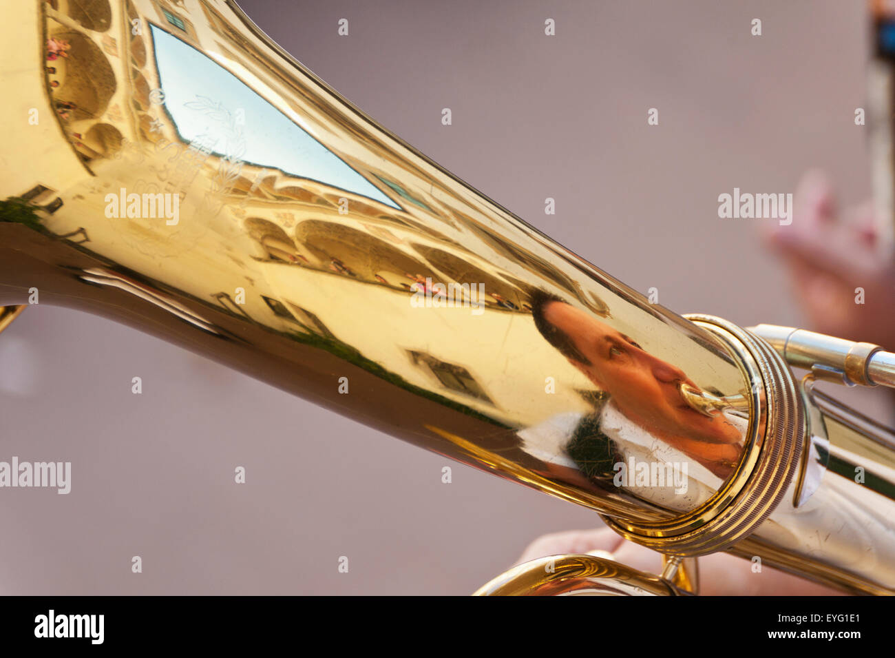 Germany, Bavaria, Man playing tuba at wedding; Ortenburg Stock Photo ...
