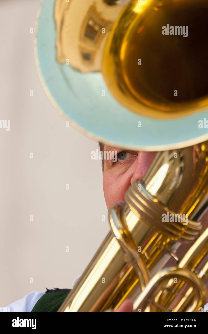 Germany, Bavaria, Man playing tuba at wedding; Ortenburg Stock Photo ...