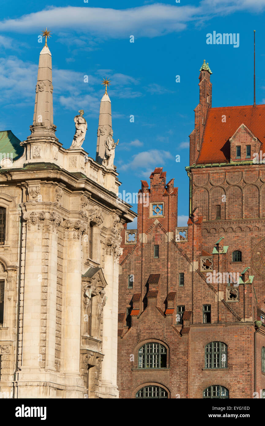 Germany, Justizpalast (law courts) on left and other buildings; Munich ...
