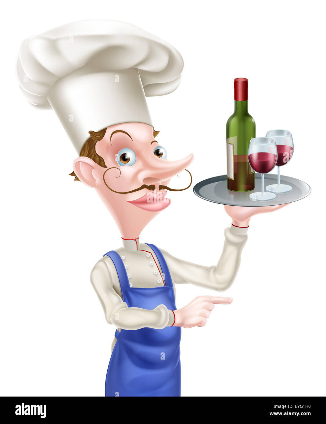 An illustration of a cartoon chef character holding a tray with a ...