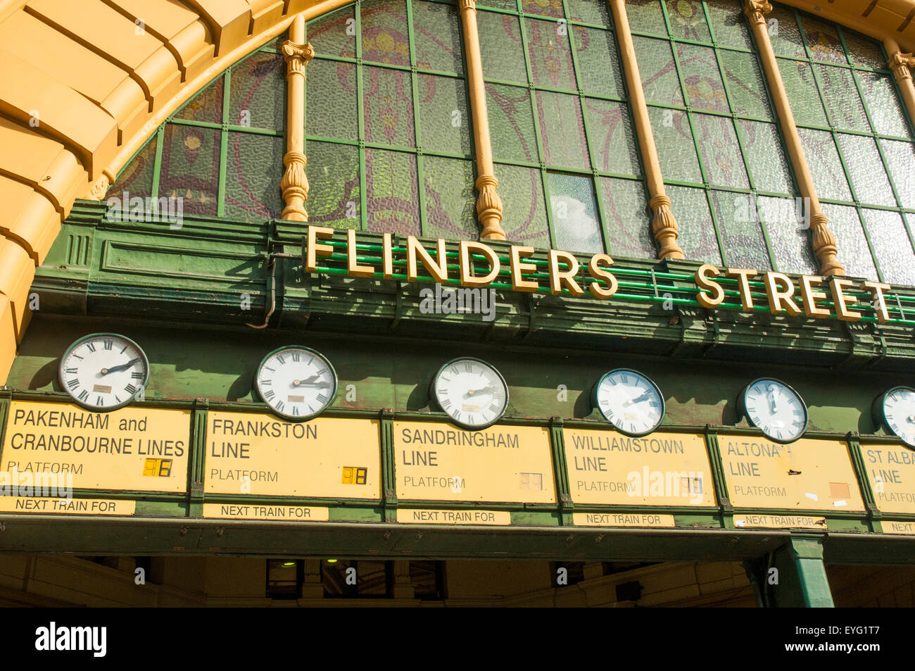 Flinders street station clocks melbourne High Resolution Stock ...