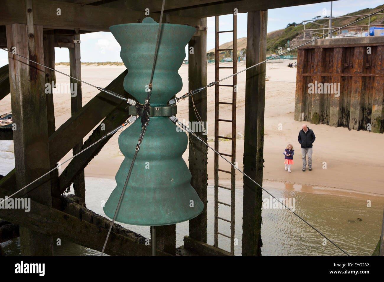 UK, Wales, Gwynedd, Aberdovey, tide bell, by Marcus Vergette, below the ...