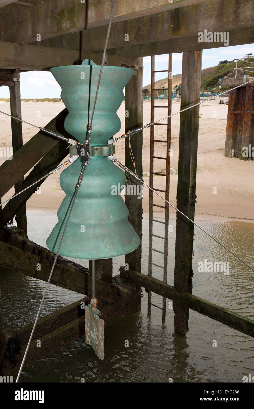 UK, Wales, Gwynedd, Aberdovey, tide bell, by Marcus Vergette, below the ...