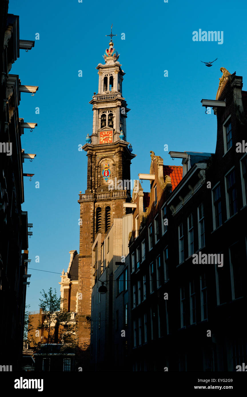 Holland, View of traditional gabled houses and Oude Lutherse Kerk at ...