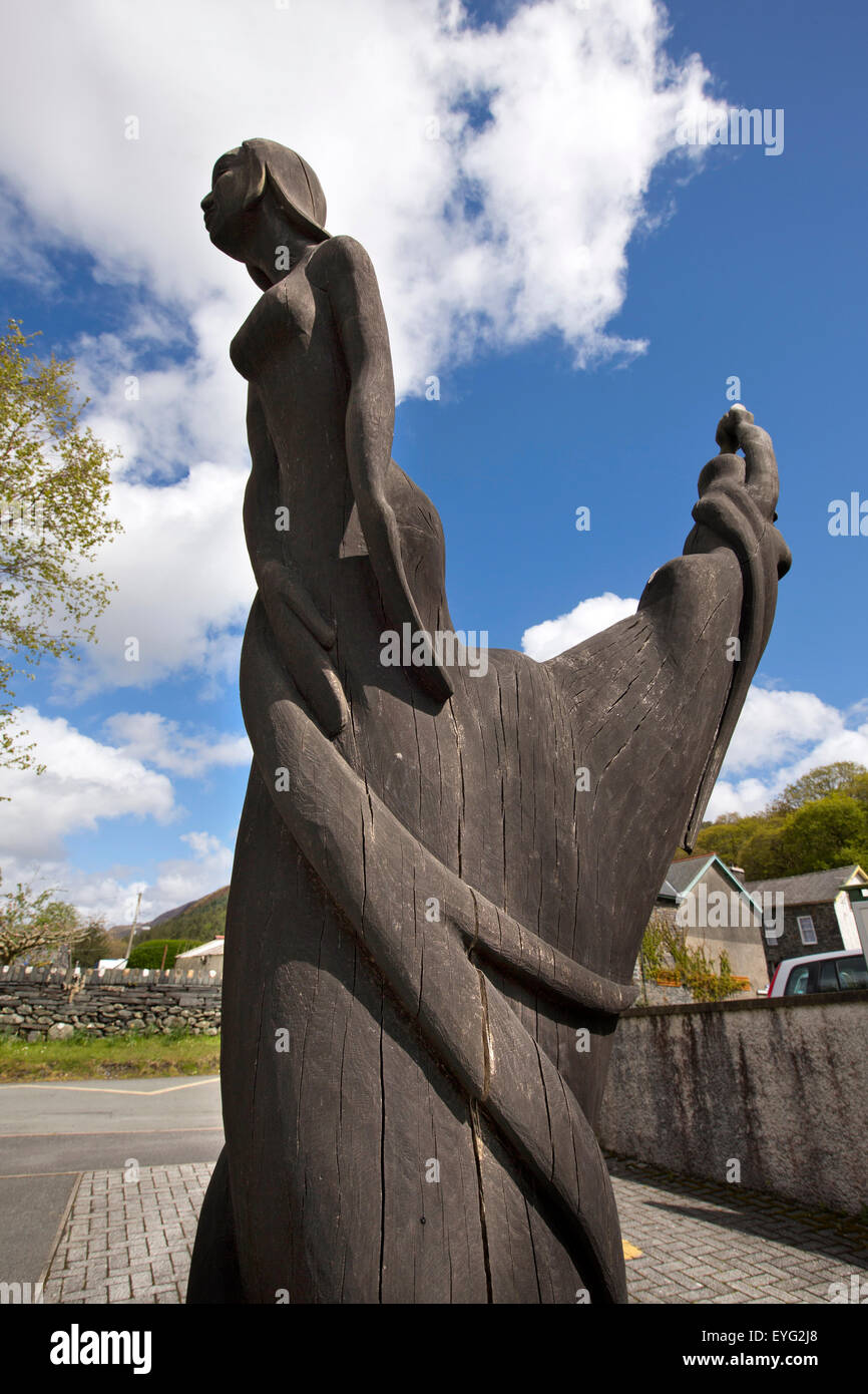 UK, Wales, Gwynedd, Abergynolwyn, Water Nymphs statue by sculptor Nansi ...