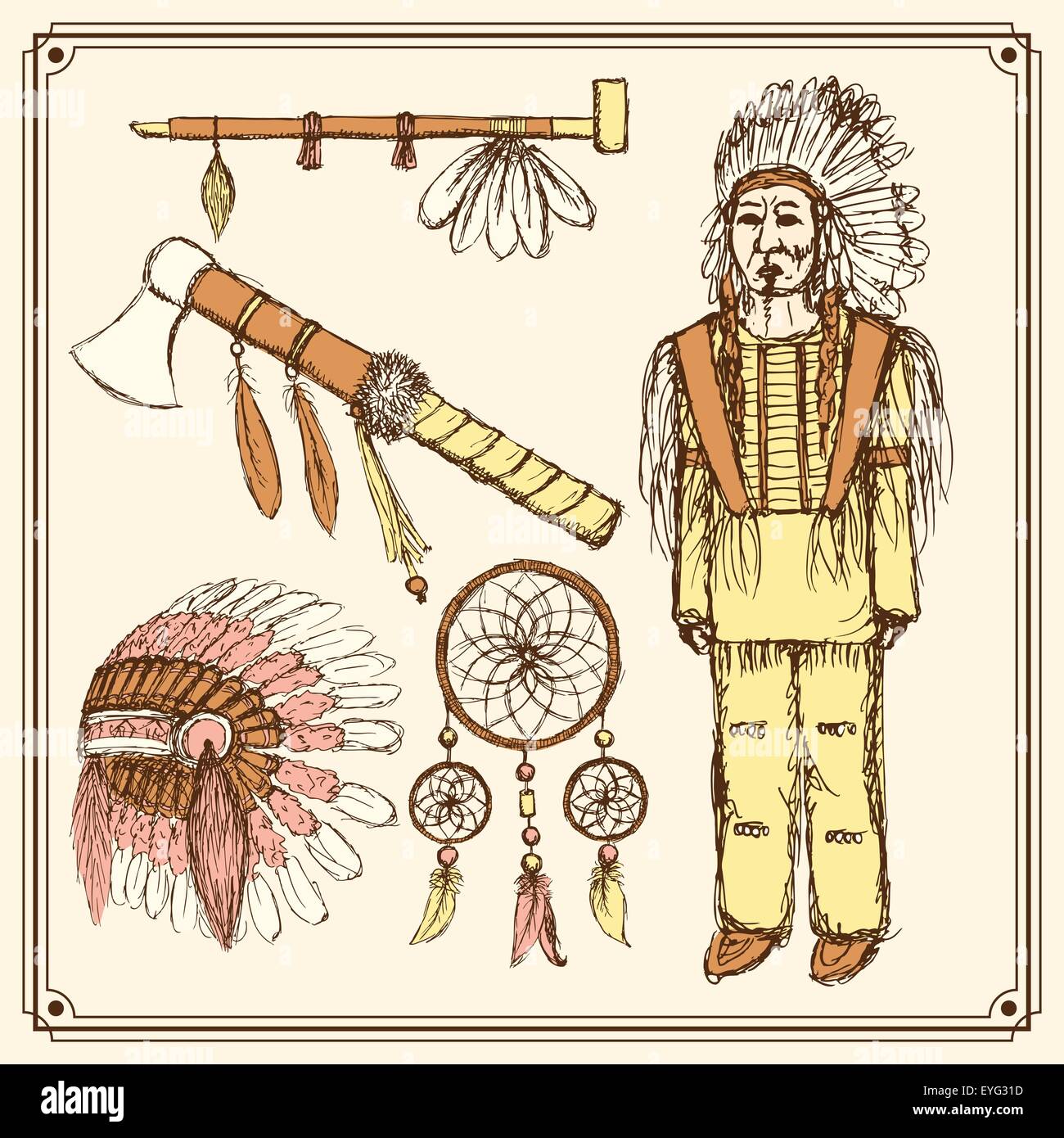 Native american in traditional dress Stock Vector Images - Alamy
