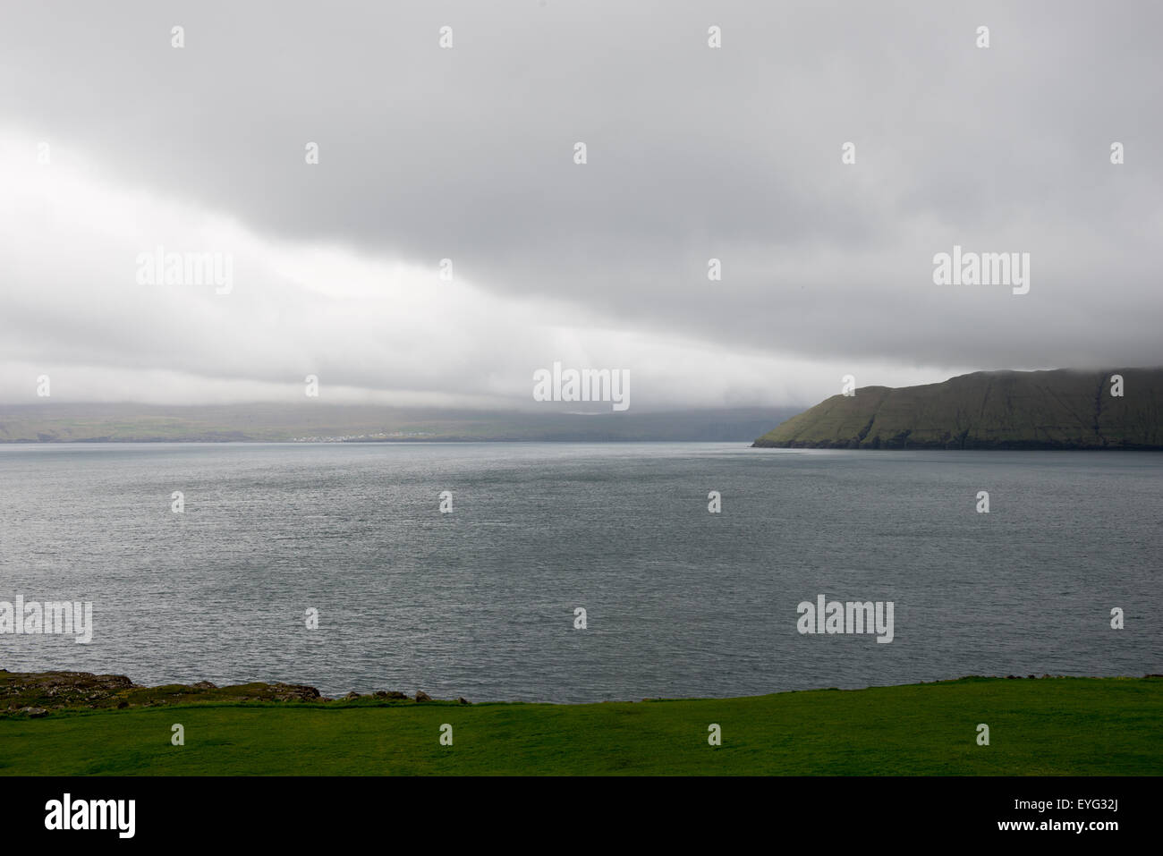 Typical landscape on the Faroe Islands as seen from Kirkjubour with ...