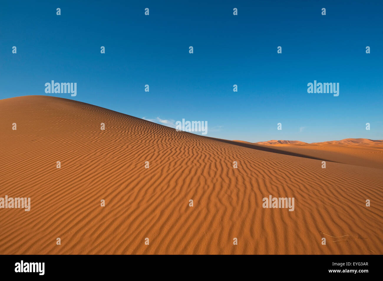 Morocco, Sand dunes in Erg Chebbi area; Sahara Desert near Merzouga ...