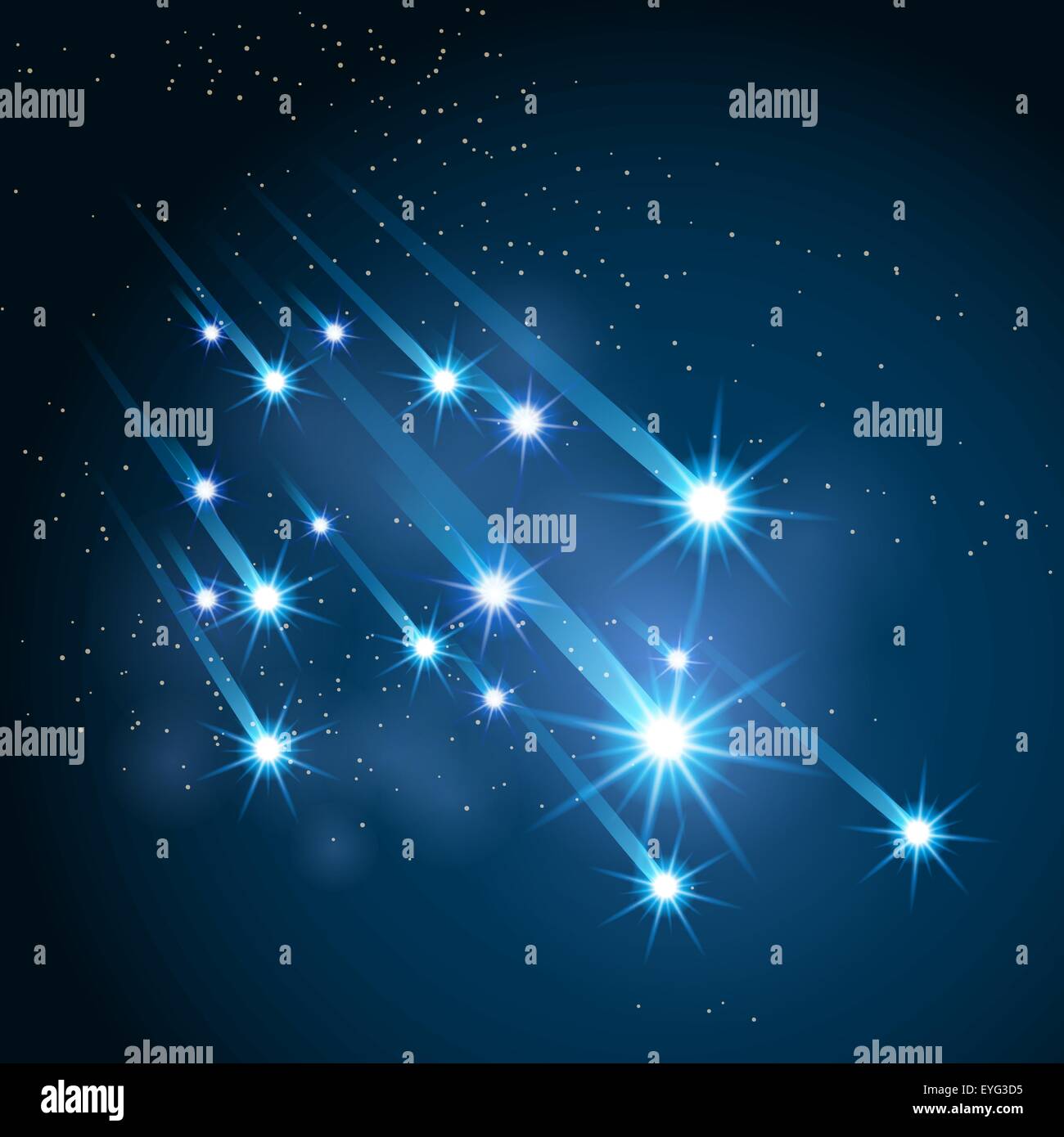 The Falling Meteors Rain. Glowing meteors against starry galaxy Stock ...