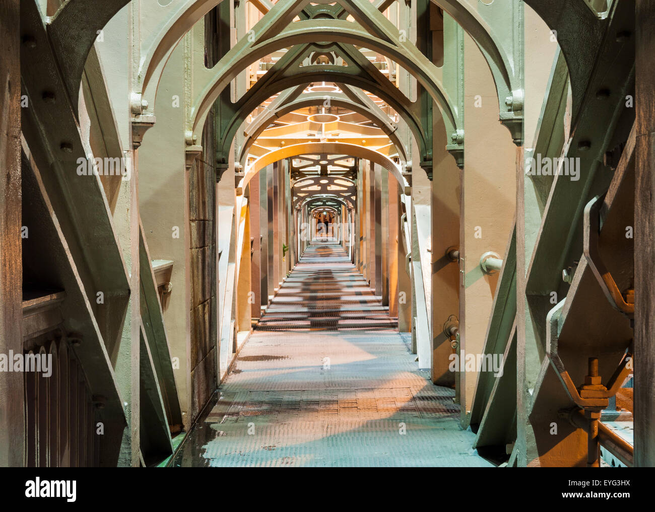 Pedestrian footpath on the High Level road and rail bridge in Newcastle ...