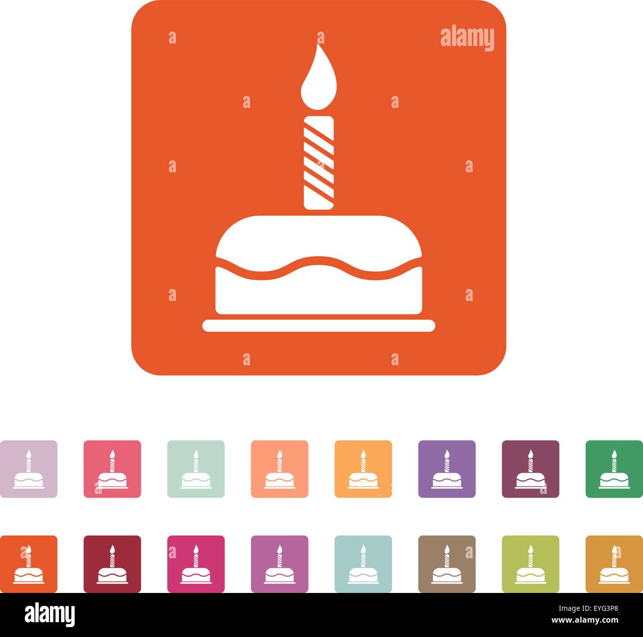 The birthday cake with candles icon. Dessert symbol. Flat Stock Vector ...