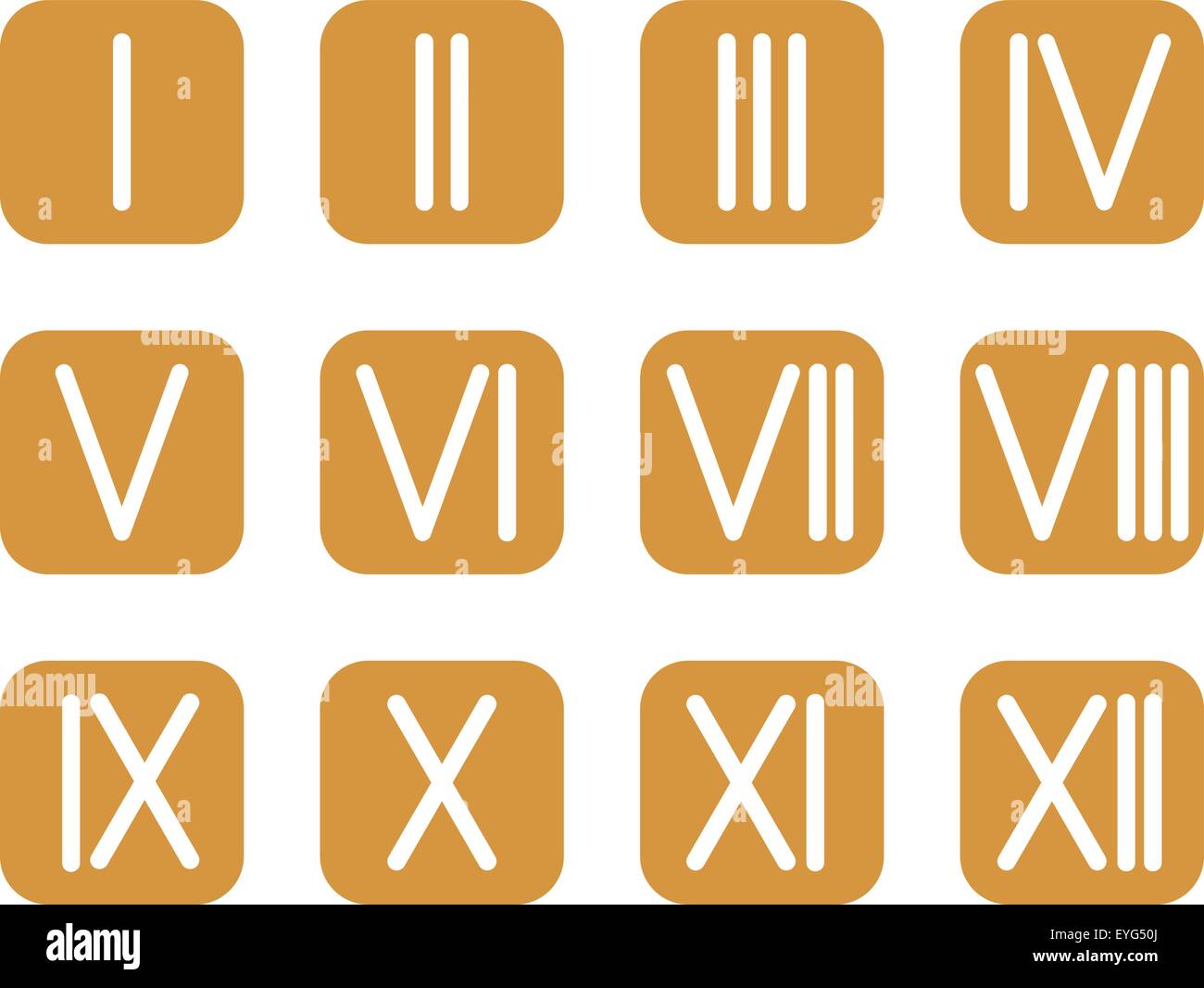 Set Roman numerals 1-12 icon. vector Stock Vector Image & Art - Alamy