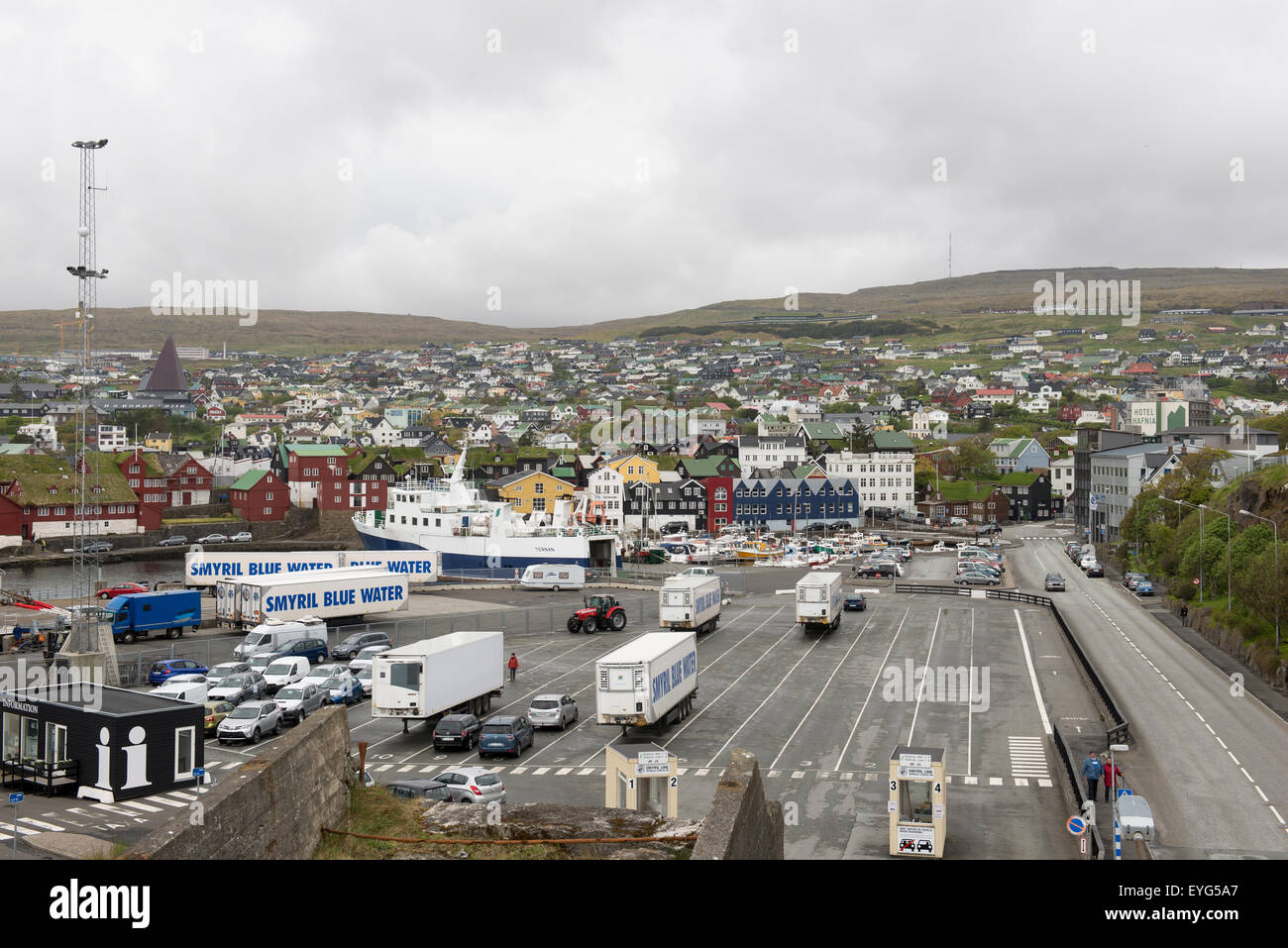 Ferry terminal and landscape of Torshavn on the Faroe Islands Stock ...
