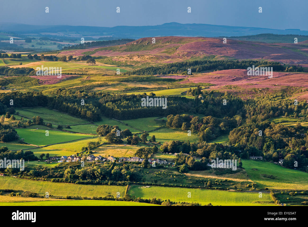 The village of Pondicherry near Rothbury seen from the slopes of the ...