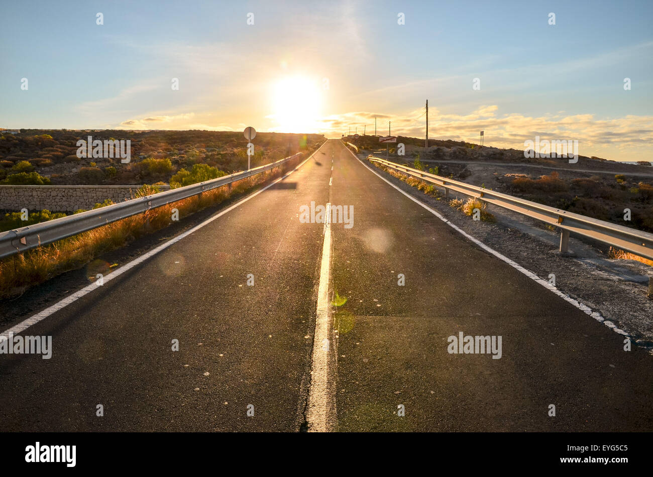 Long Lonely Road Stock Photo - Alamy