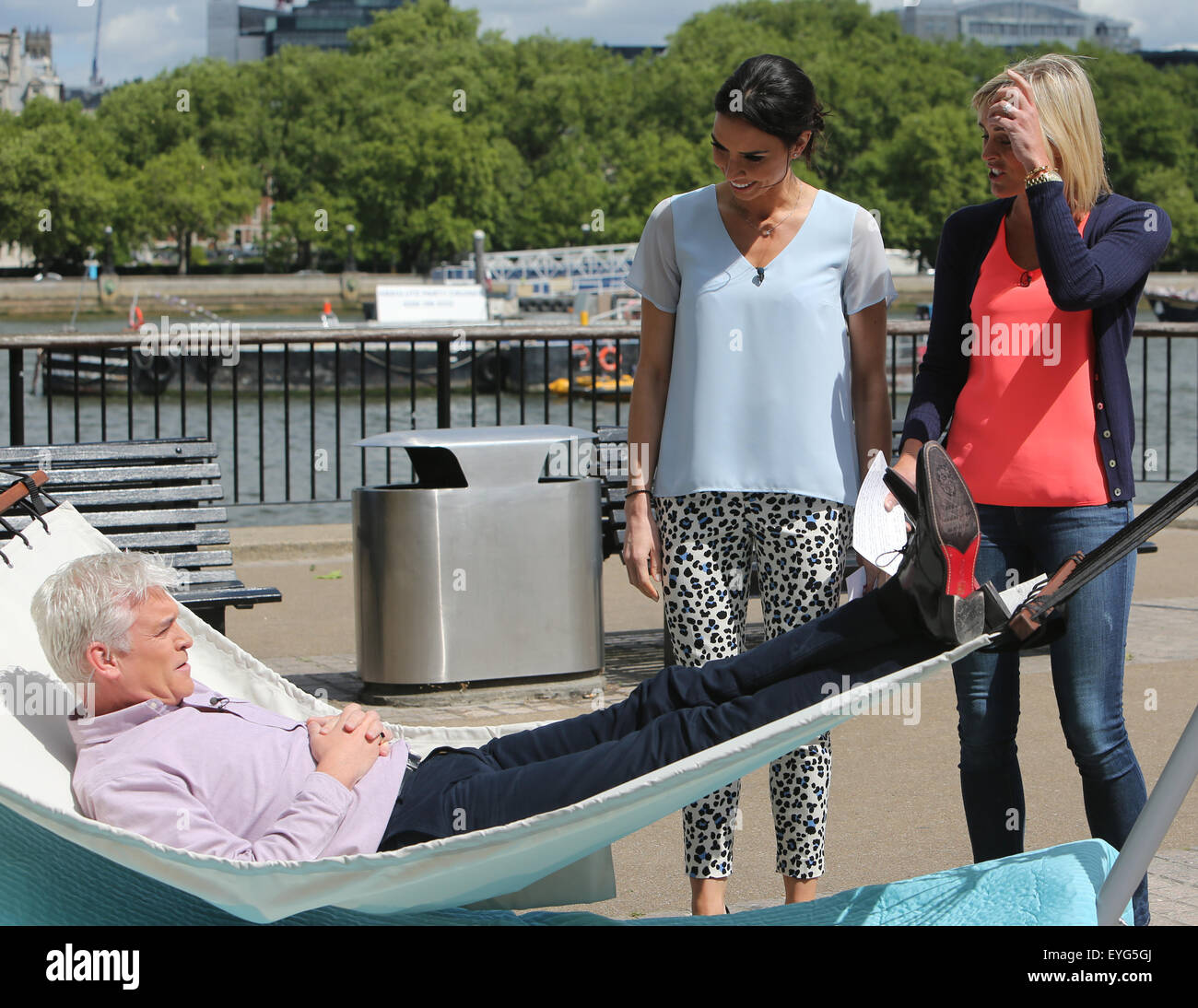 Christine Bleakley and Philip Schofield filming This Morning on the ...