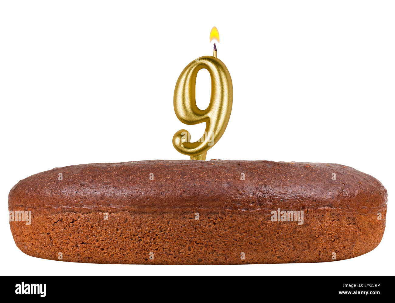 birthday cake with candles number 9 isolated on white background Stock ...