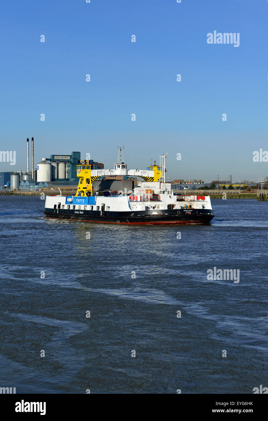 Woolwich Free Vehicle Ferry, Thames River, London, United Kingdom Stock ...