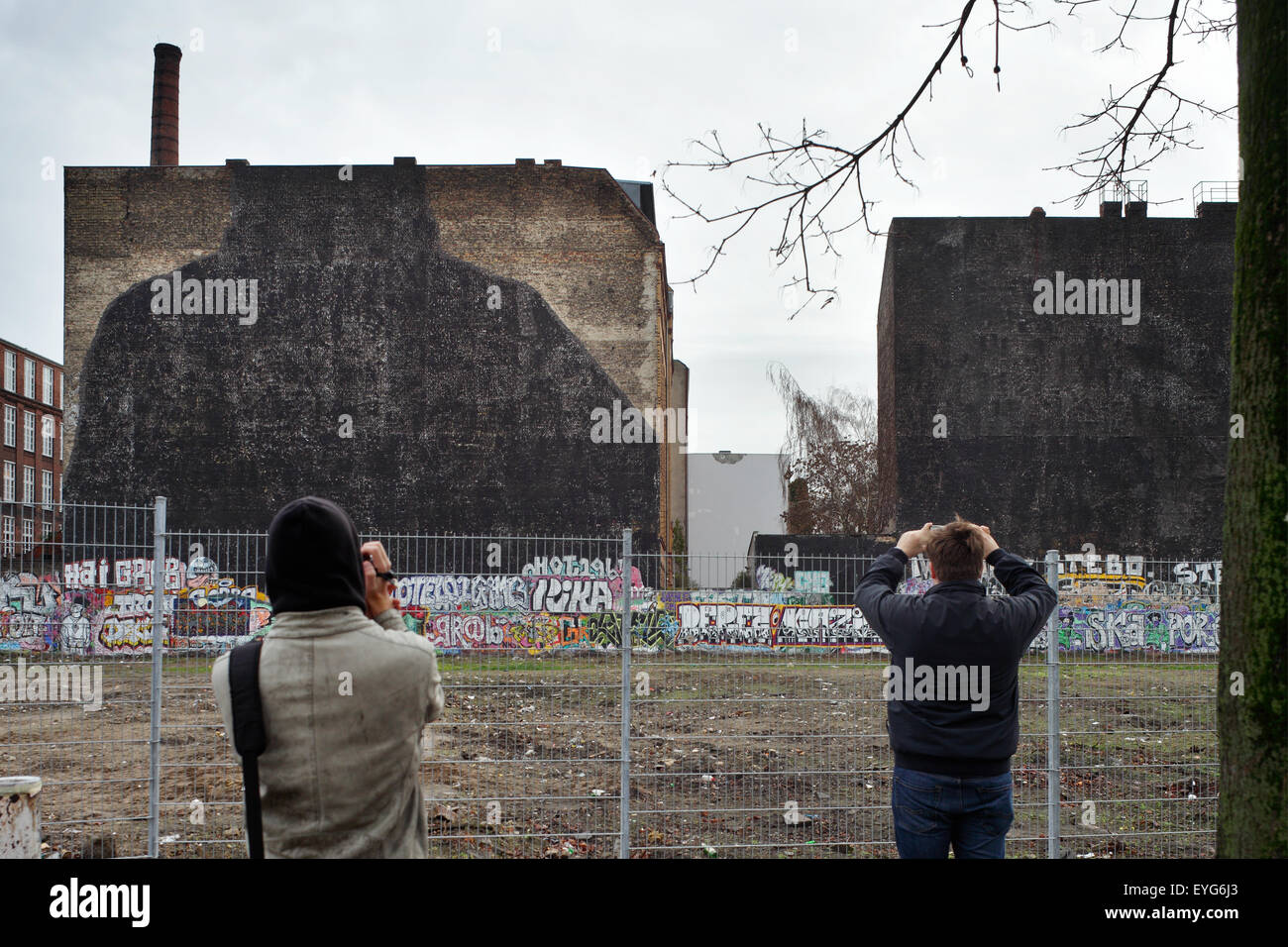Berlin, Germany, painted over graffiti artist Blu and JR Stock Photo ...