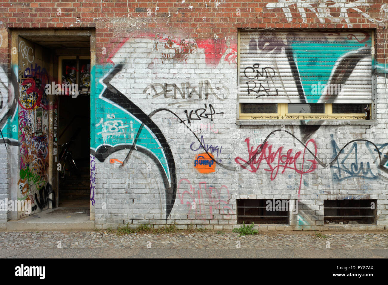 Berlin, Germany, graffiti on a wall in Berlin-Friedrichshain Stock ...
