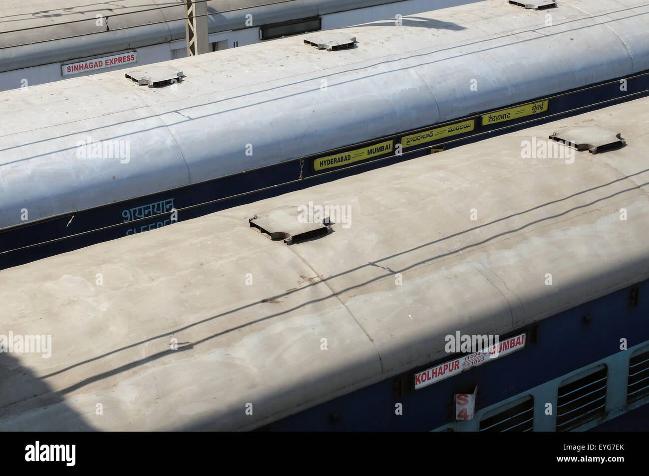Roofs of passenger trains at Mumbai, (Chhatrapati Shivaji Terminus ...