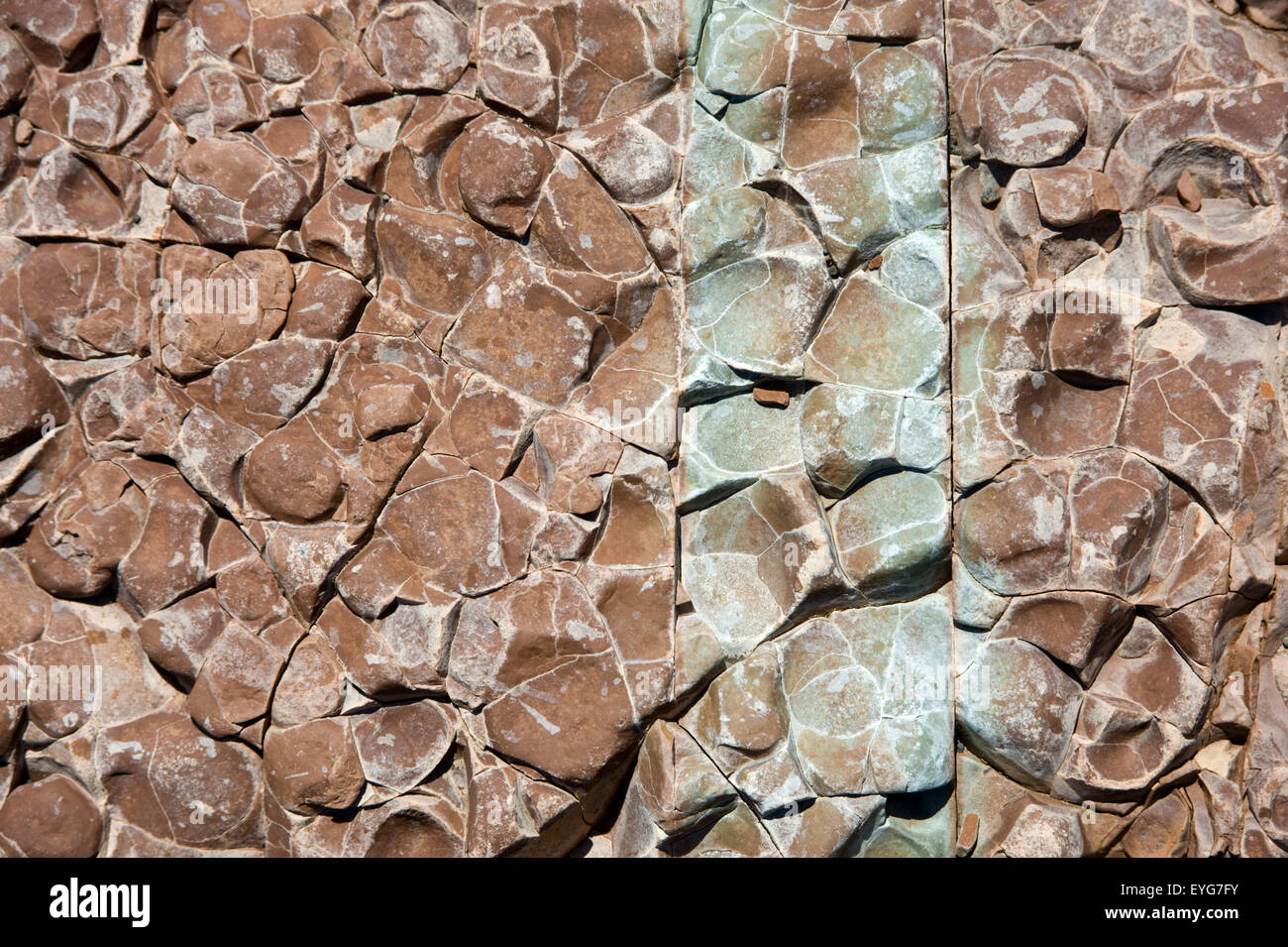 Mudstone with concodial fracture, Antrim coast Stock Photo - Alamy