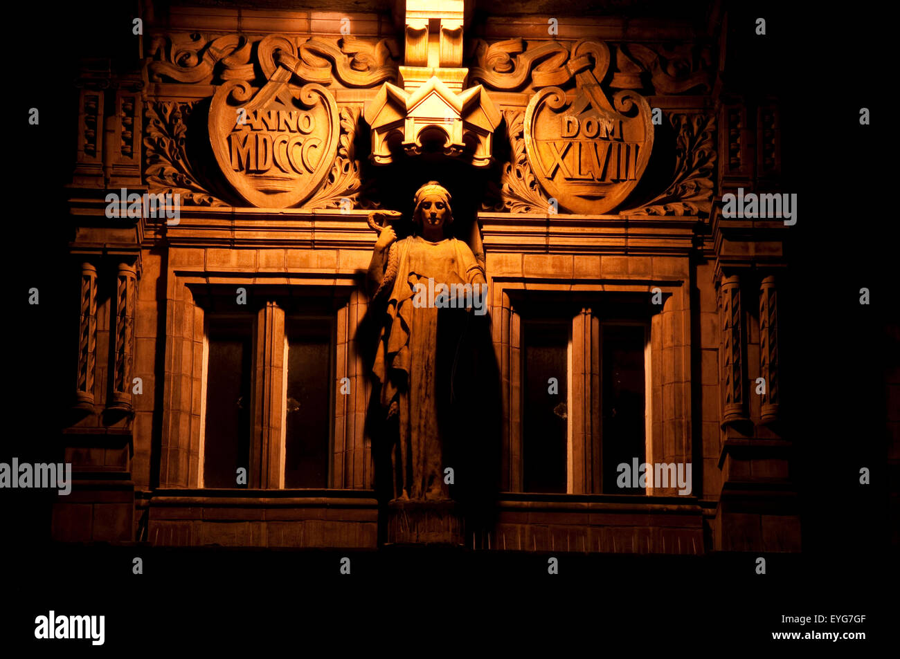 The old Prudential Building in Nottingham City at night ...