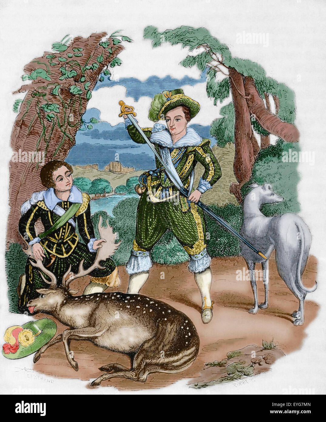 Henry III (1207-1272). King of England. Lord Harrington with Prince ...