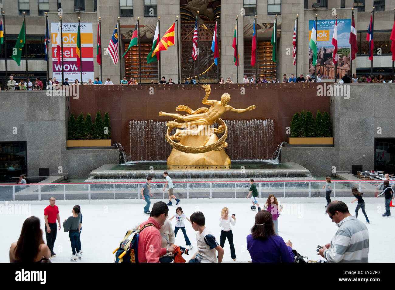 People Ice Skating In The Rockefeller Center Ice Rink, Midtown ...