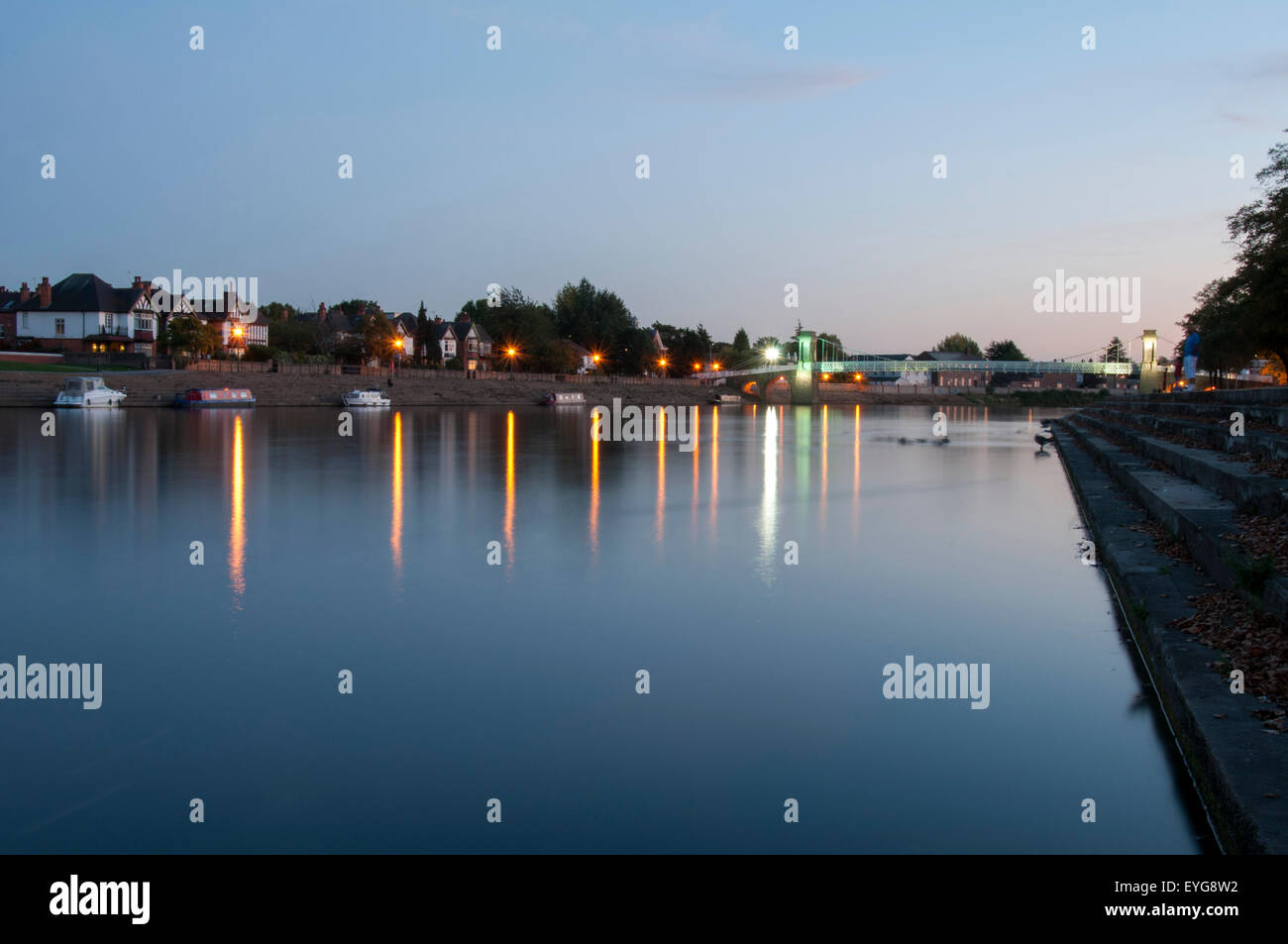 Dusk at Trent Bridge Victoria Embankment in Nottingham, Nottinghamshire ...