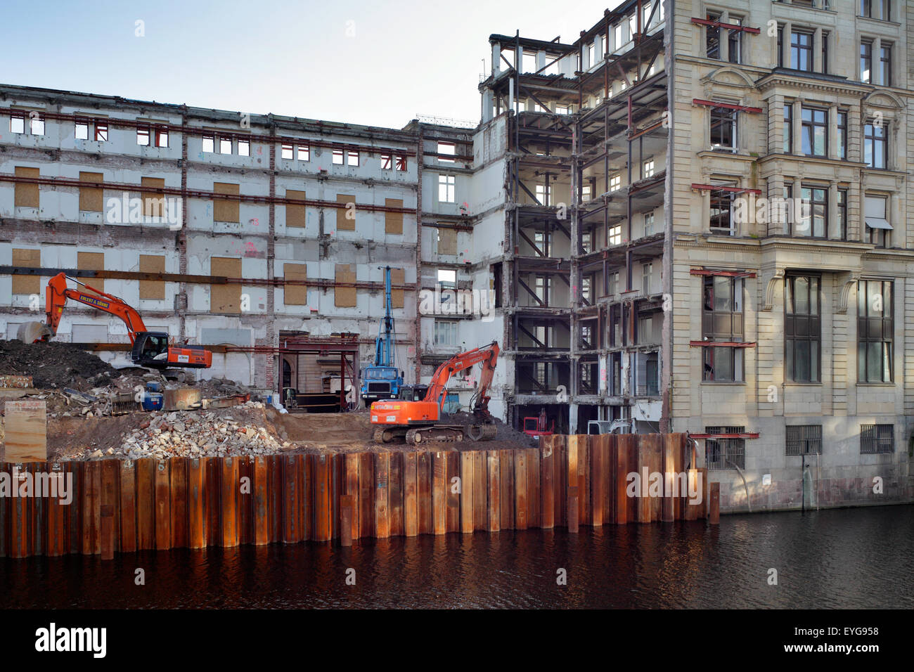 Hamburg, Germany, demolition of a building between Alter Wall and ...