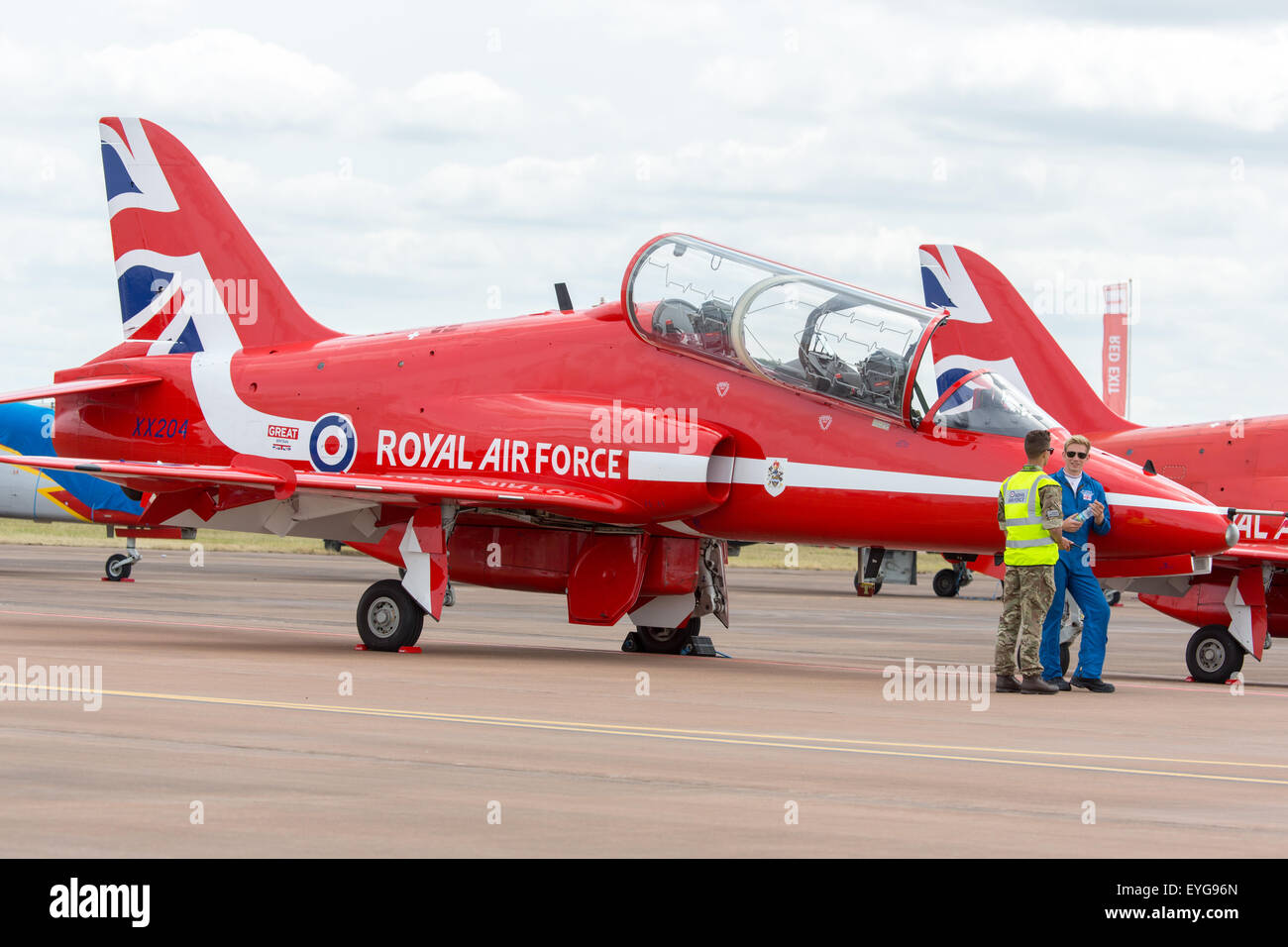 The Red Arrows being prepared for a display at the Royal International ...