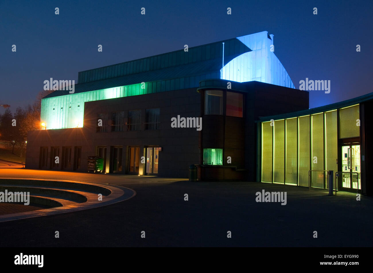 Lakeside Arts Centre at Night, Highfields University Park in Nottingham ...