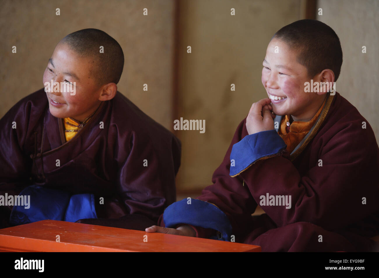 Mongolia, Erdene Zuu Monastery; Kharkhorin, Student Lamas In Classroom ...