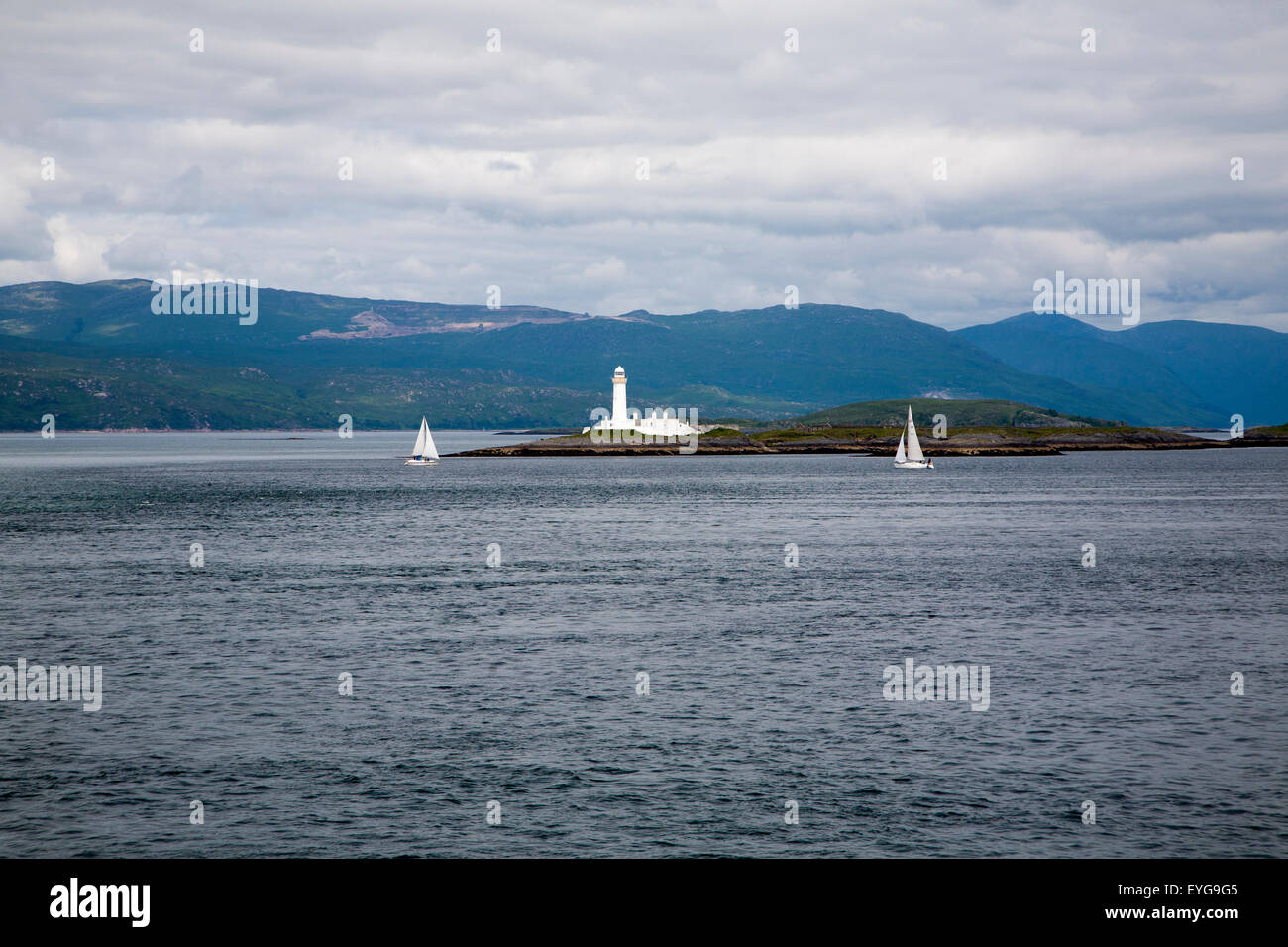 Lismore lighthouse on Eilean Musdile, Firth of Lorne, entrance to Loch ...