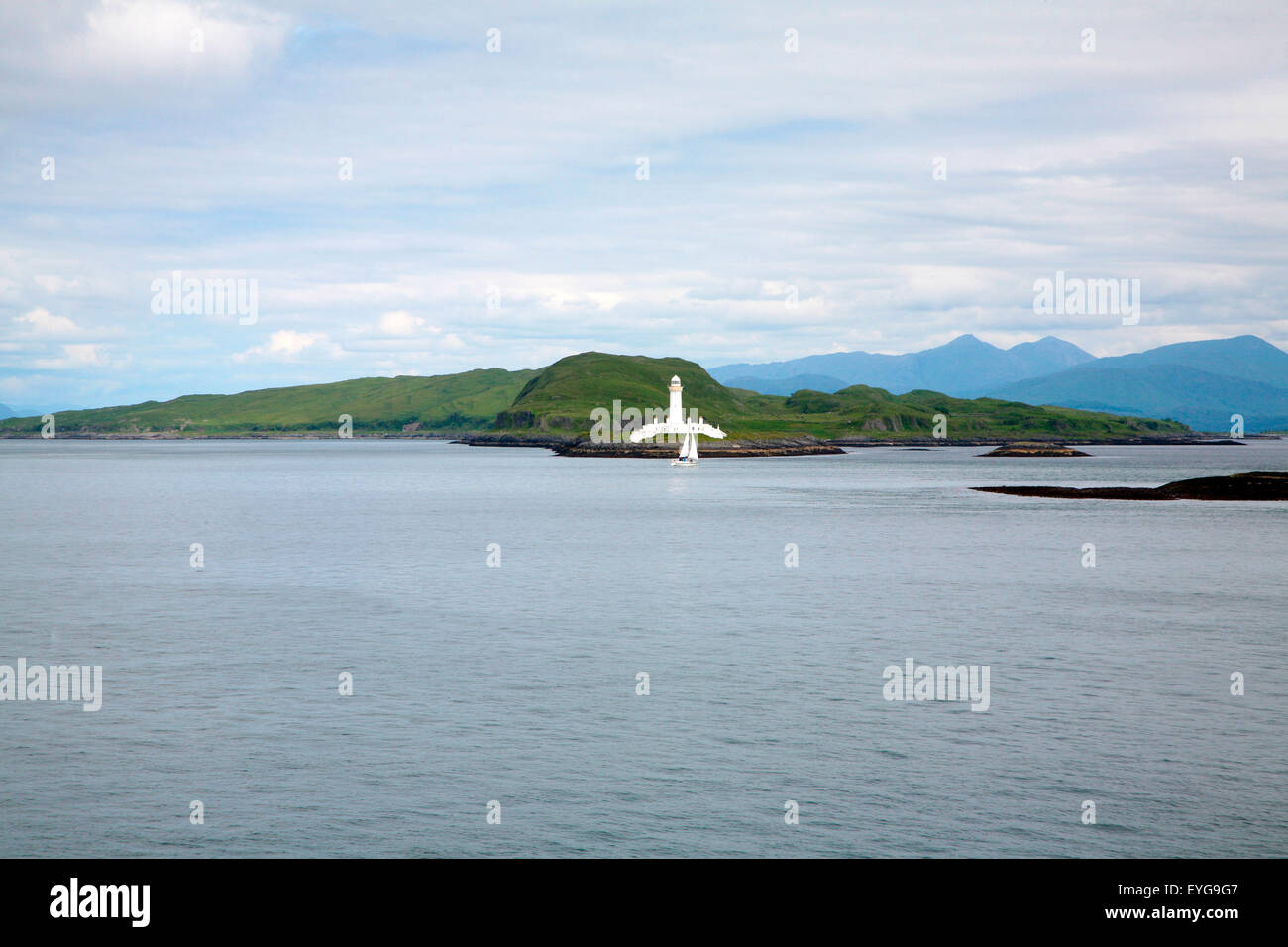 Lismore lighthouse on Eilean Musdile, Firth of Lorne, entrance to Loch ...