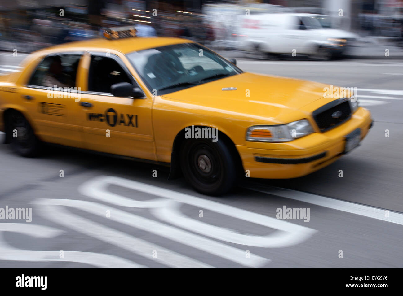 Iconic New York City yellow taxi, Manhattan; New York City, New York ...